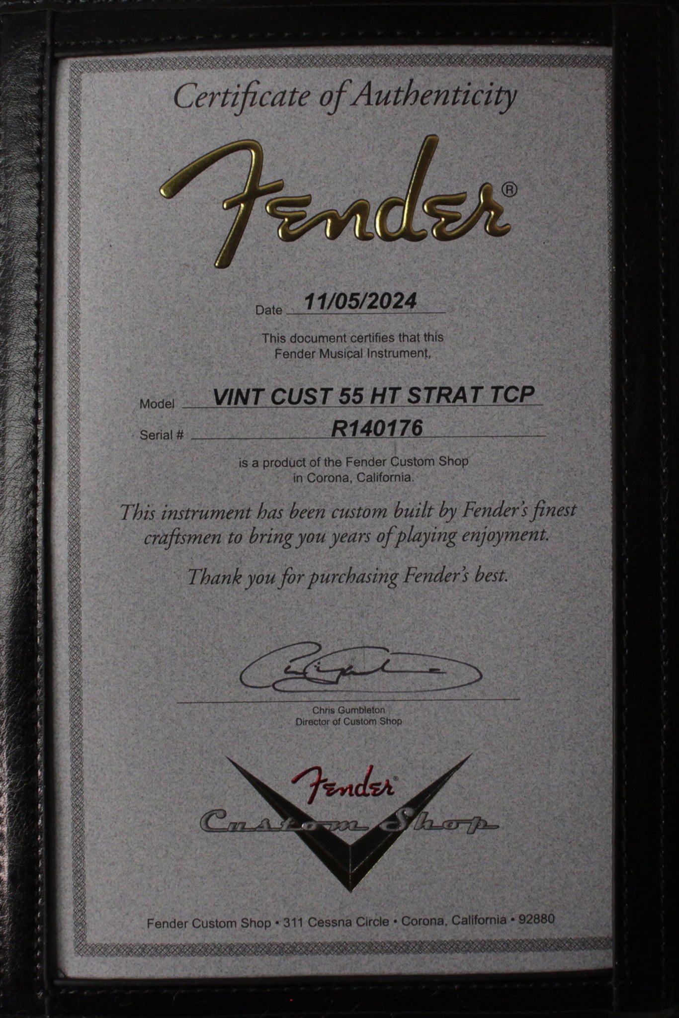 Fender Custom Shop Vintage Custom '55 Hardtail Strat, Time Capsule Pac ...
