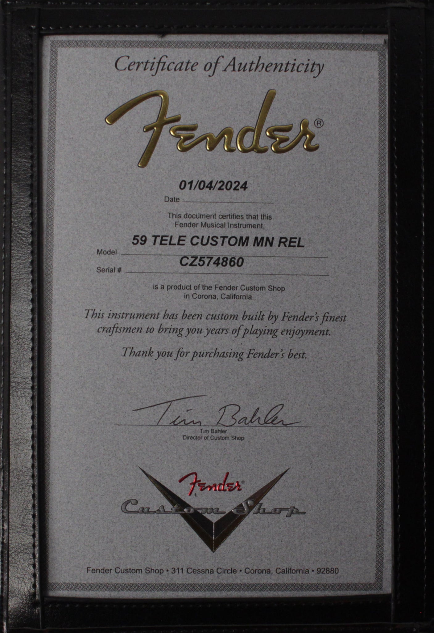 Fender Custom Shop 59 Tele Custom, Relic, Aged Black | Humbucker Music
