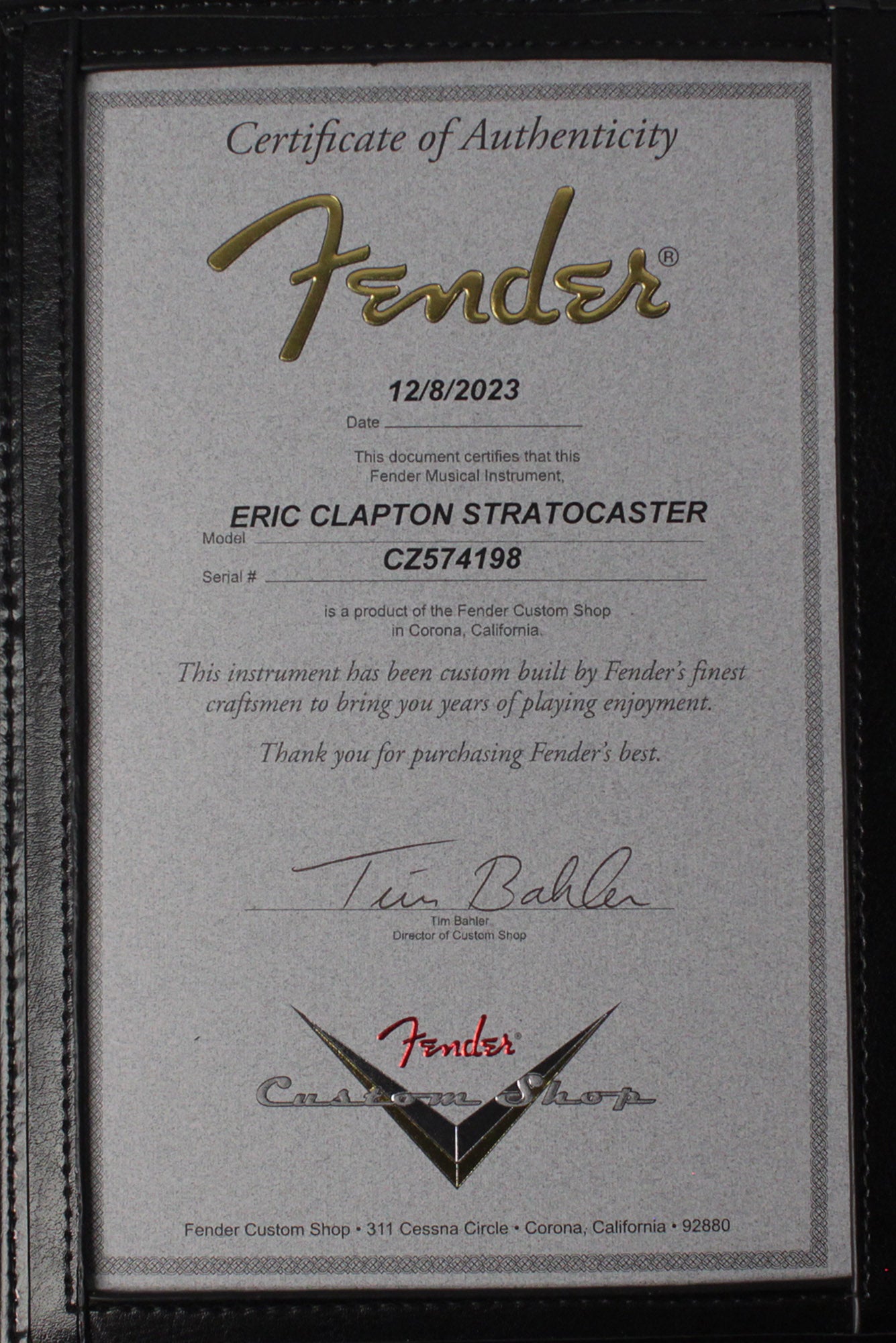 Fender Custom Shop Eric Clapton Signature Stratocaster, Black ...