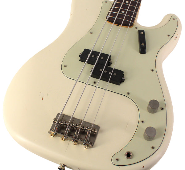 Nash PB63 Bass Guitar, Olympic White, Light Aging | Humbucker Music