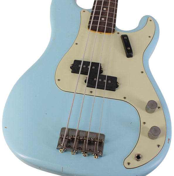Nash PB63 Bass Guitar, Sonic Blue, Light Aging | Humbucker Music