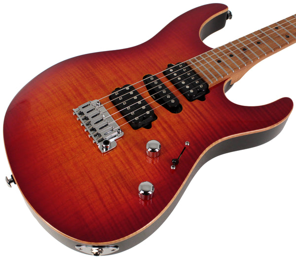 Suhr Modern Plus Guitar, Fireburst, Roasted Maple, HSH | Humbucker Music