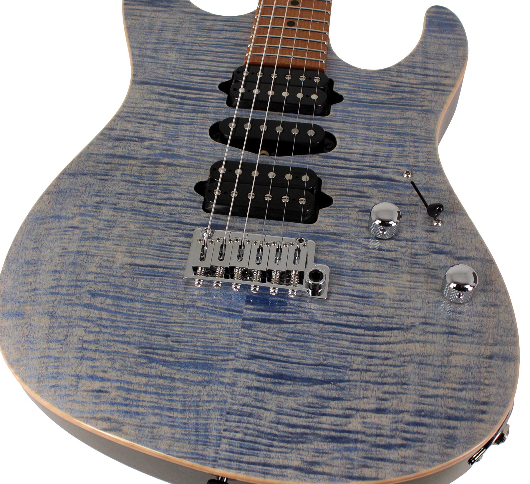 Suhr Modern Plus Guitar, Trans Blue Denim Slate, Roasted Maple, HSH ...