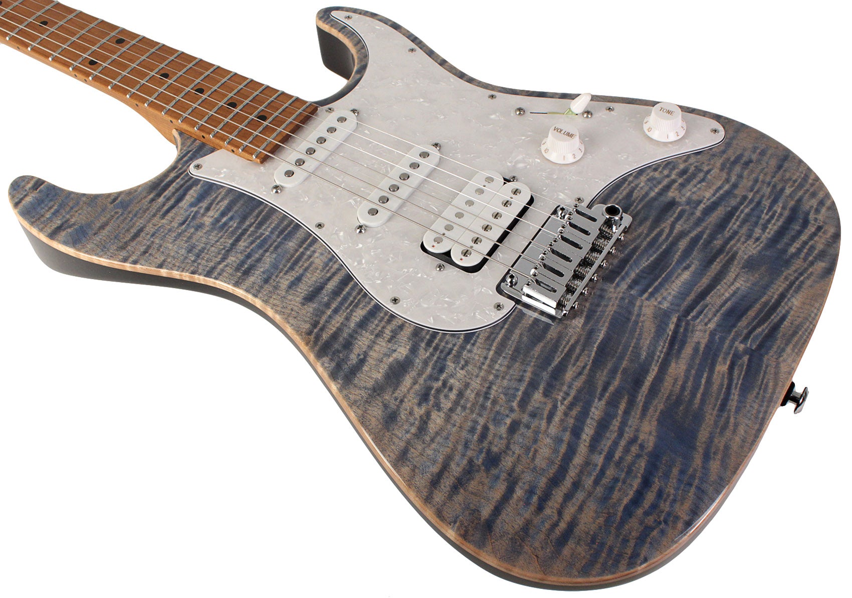 Suhr Standard Plus Guitar, Trans Blue Denim Slate, Roasted Maple ...