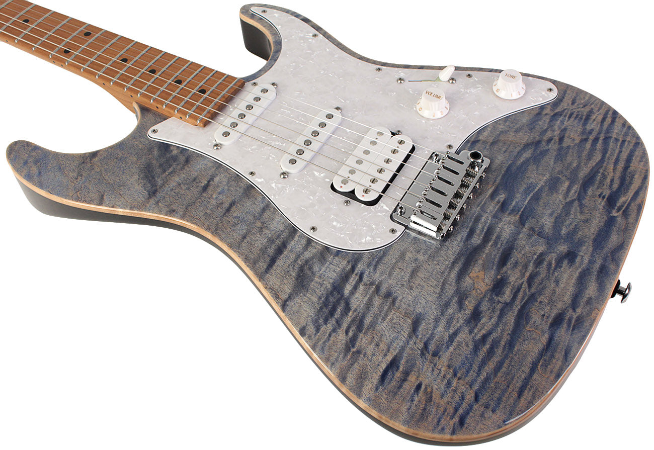 Suhr Standard Plus Guitar, Trans Blue Denim Slate, Roasted Maple ...