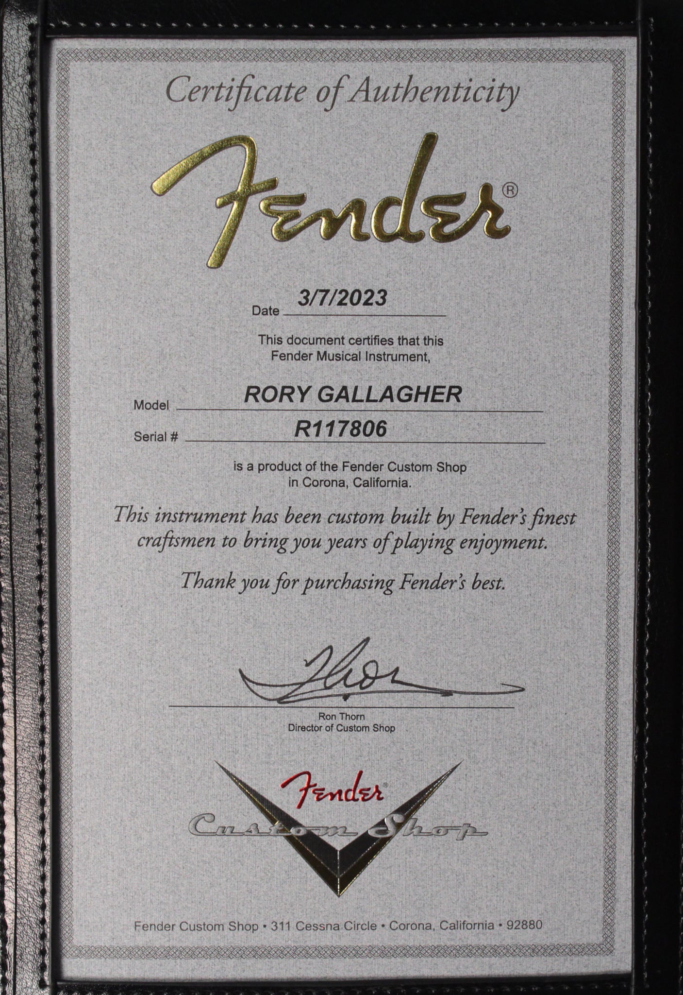 Fender Custom Shop Rory Gallagher Signature Stratocaster Guitar ...