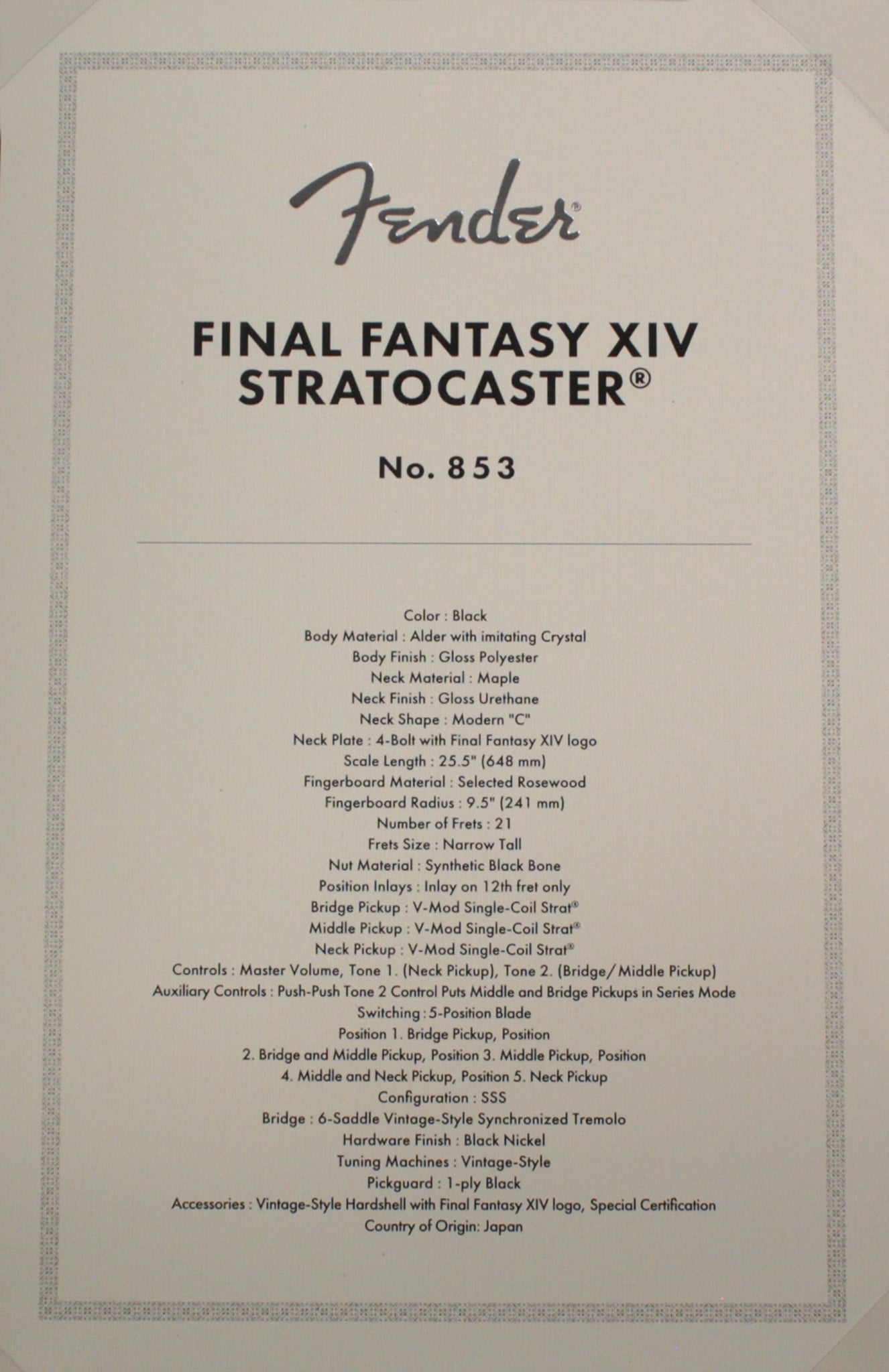 Fender Final Fantasy XIV Stratocaster Guitar | Humbucker Music