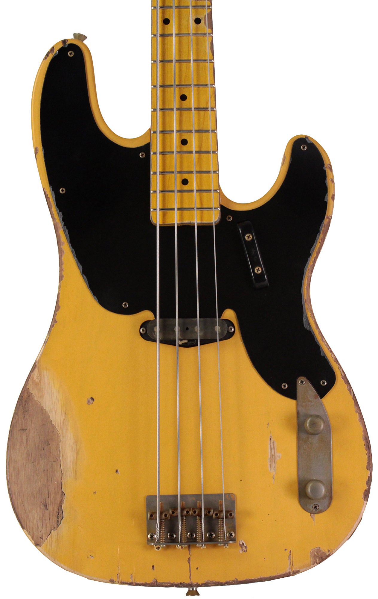 Nash PB52 Bass Guitar, Butterscotch Blonde, Heavy Aging | Humbucker Music