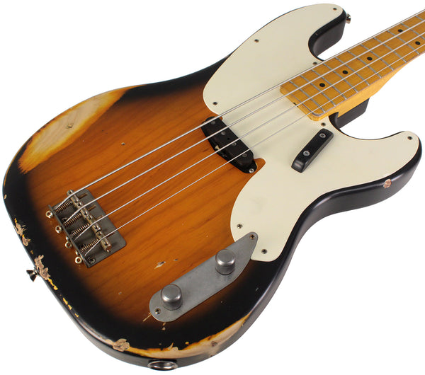 Nash PB-55 Bass Guitar, 2-Tone Sunburst, Medium Aging | Humbucker Music