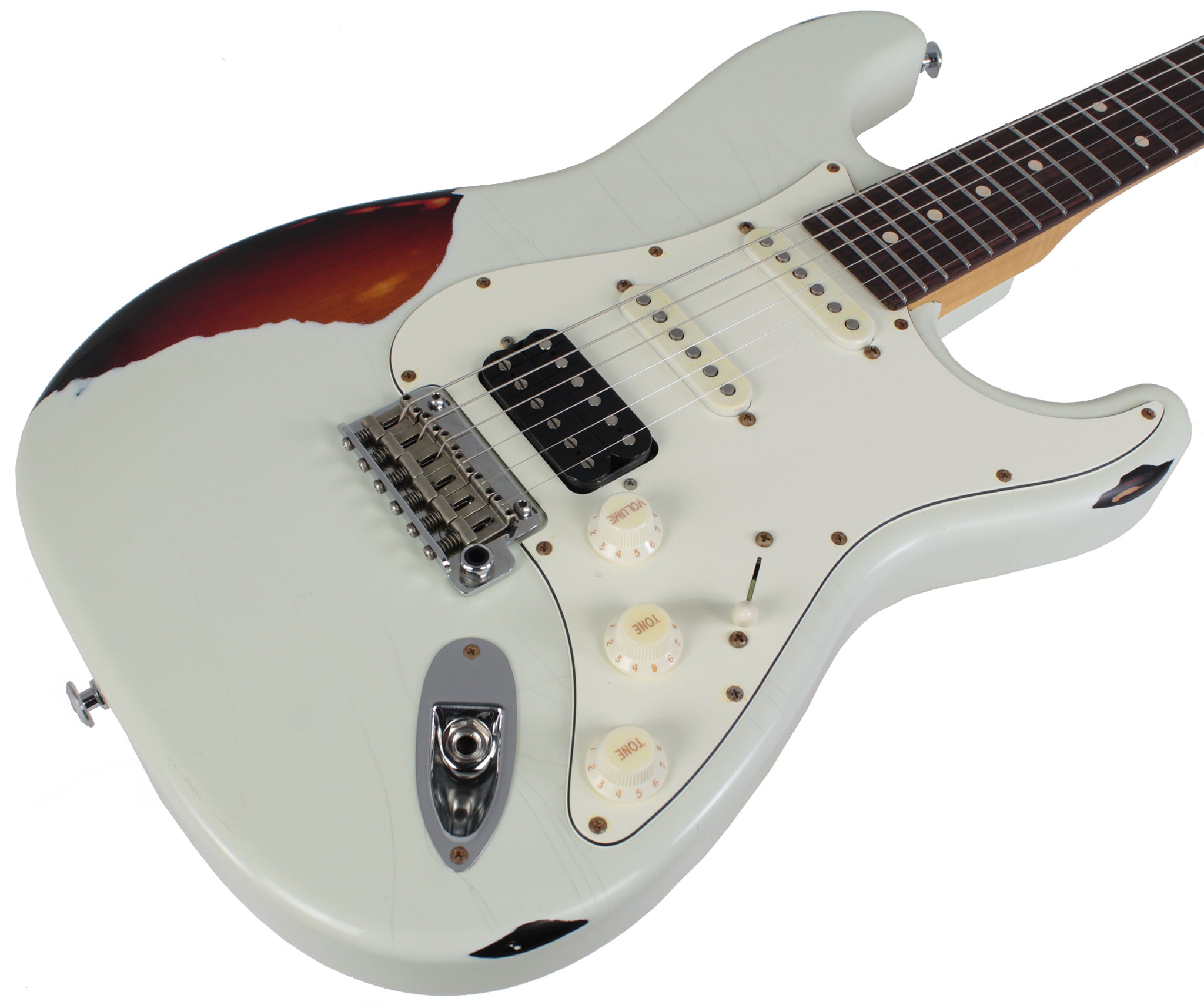 Suhr Classic Antique Pro HSS Limited - Olympic White over 3-Tone Sunbu ...