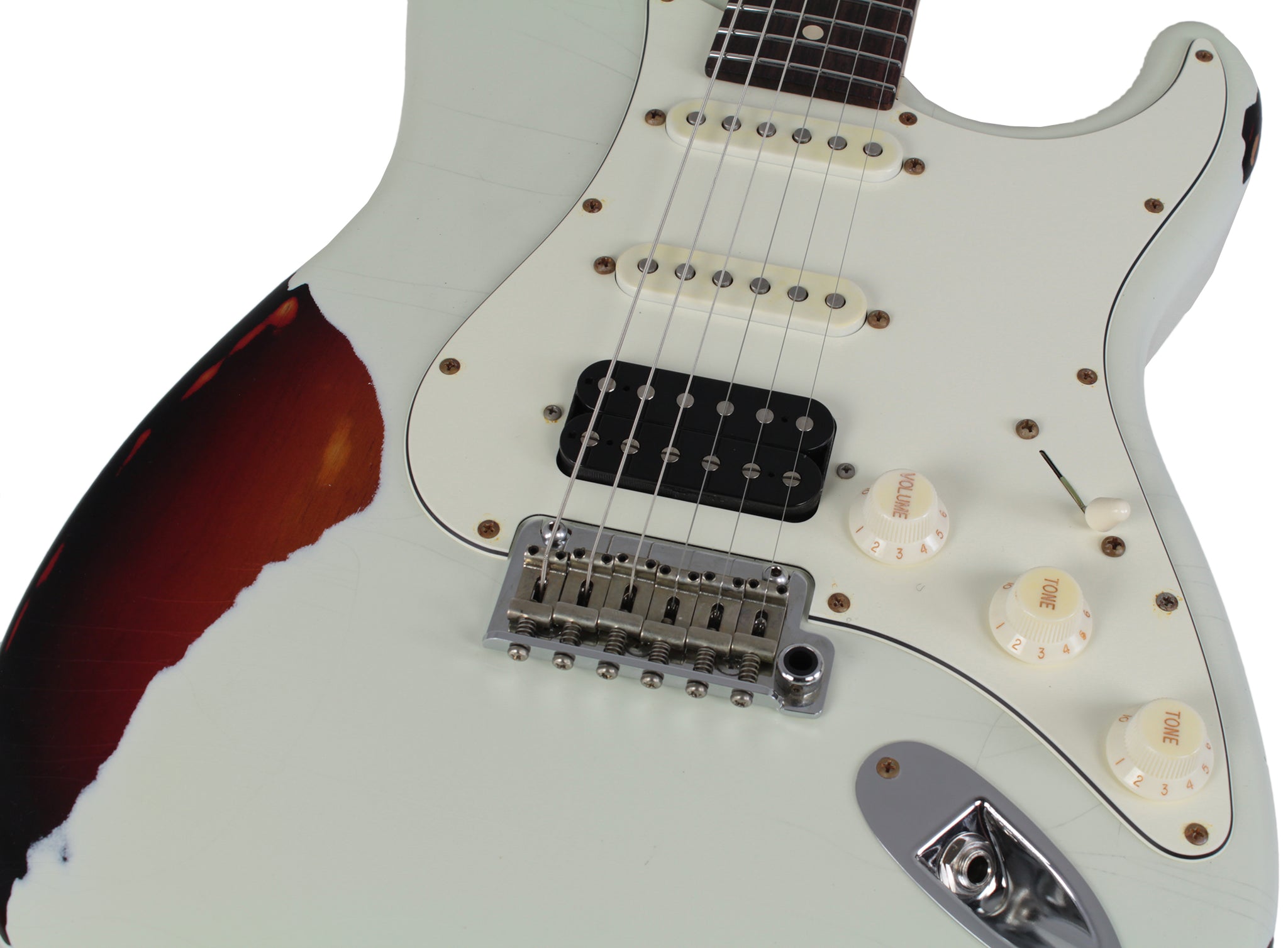 Suhr Classic Antique Pro HSS Limited - Olympic White over 3-Tone Sunbu ...