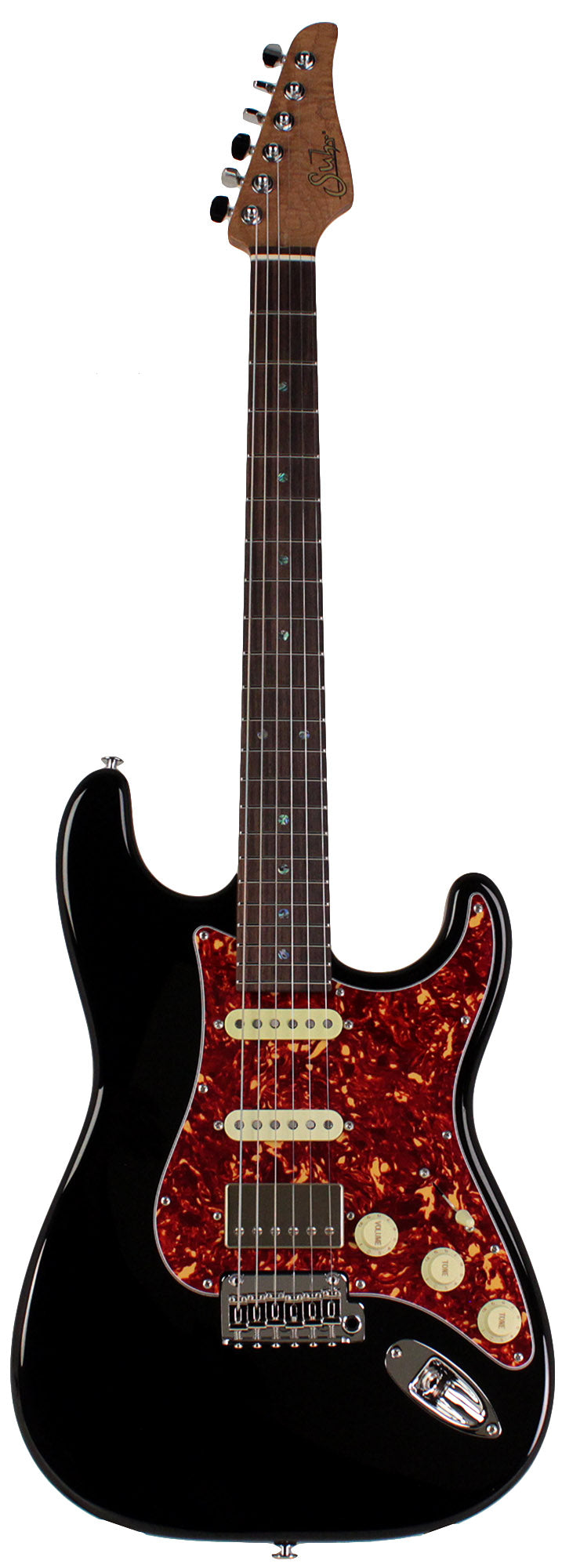 Suhr Select Classic S HSS Guitar, Roasted Flamed Neck, Black, Rosewood ...
