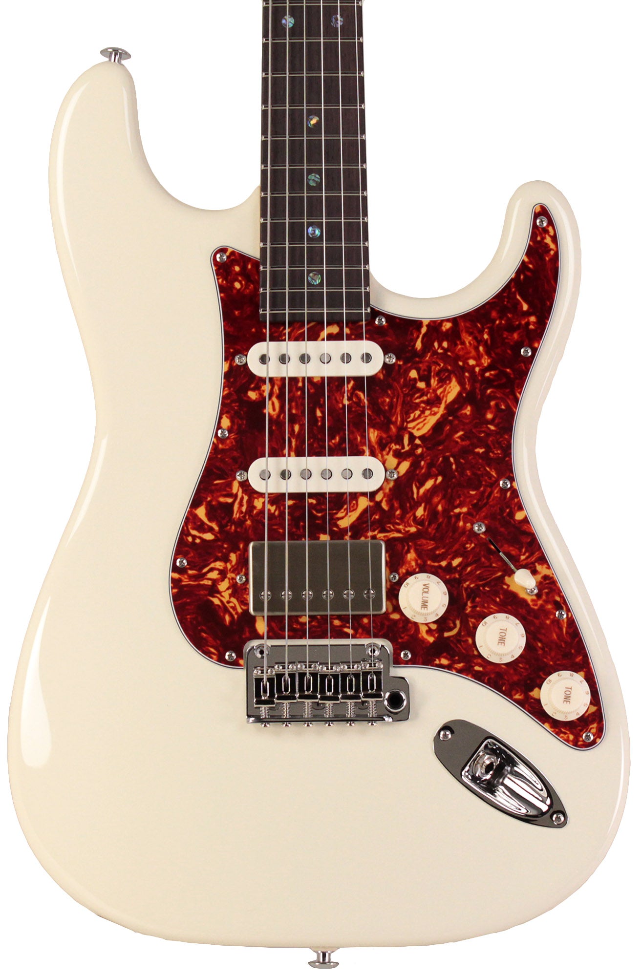 Suhr Select Classic S HSS Guitar, Roasted Flamed Neck, Olympic White ...