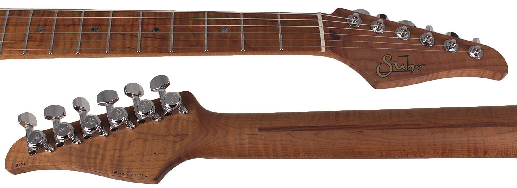 Suhr Select Classic S Guitar, Roasted Flamed Neck, Olympic White, Mapl ...