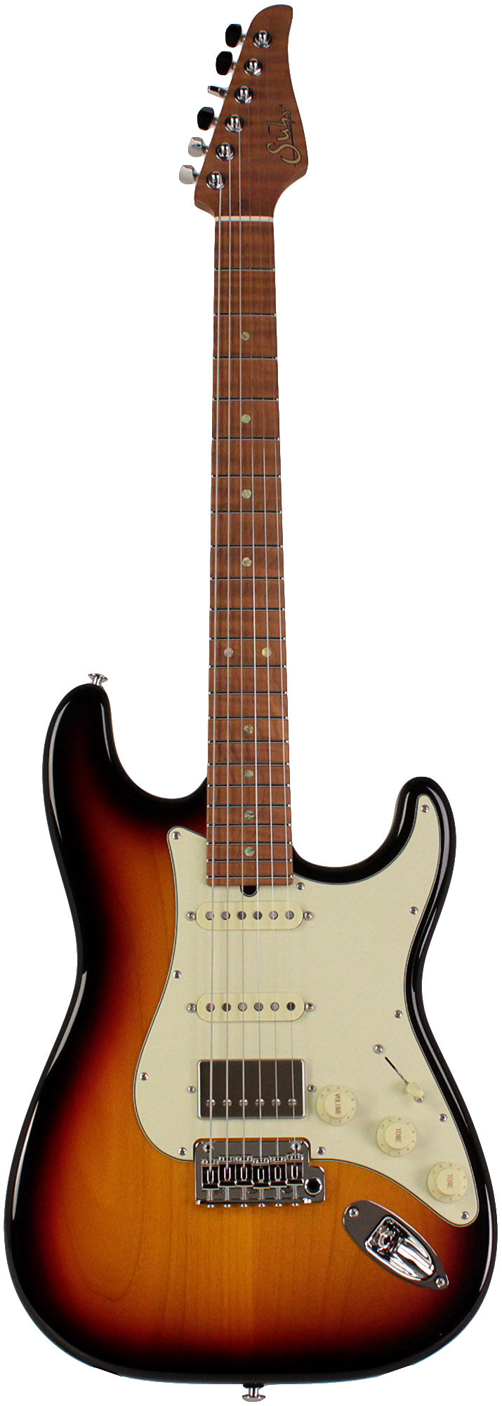 Suhr Select Classic S HSS Guitar, Roasted Flamed Neck, 3-Tone Burst, M ...