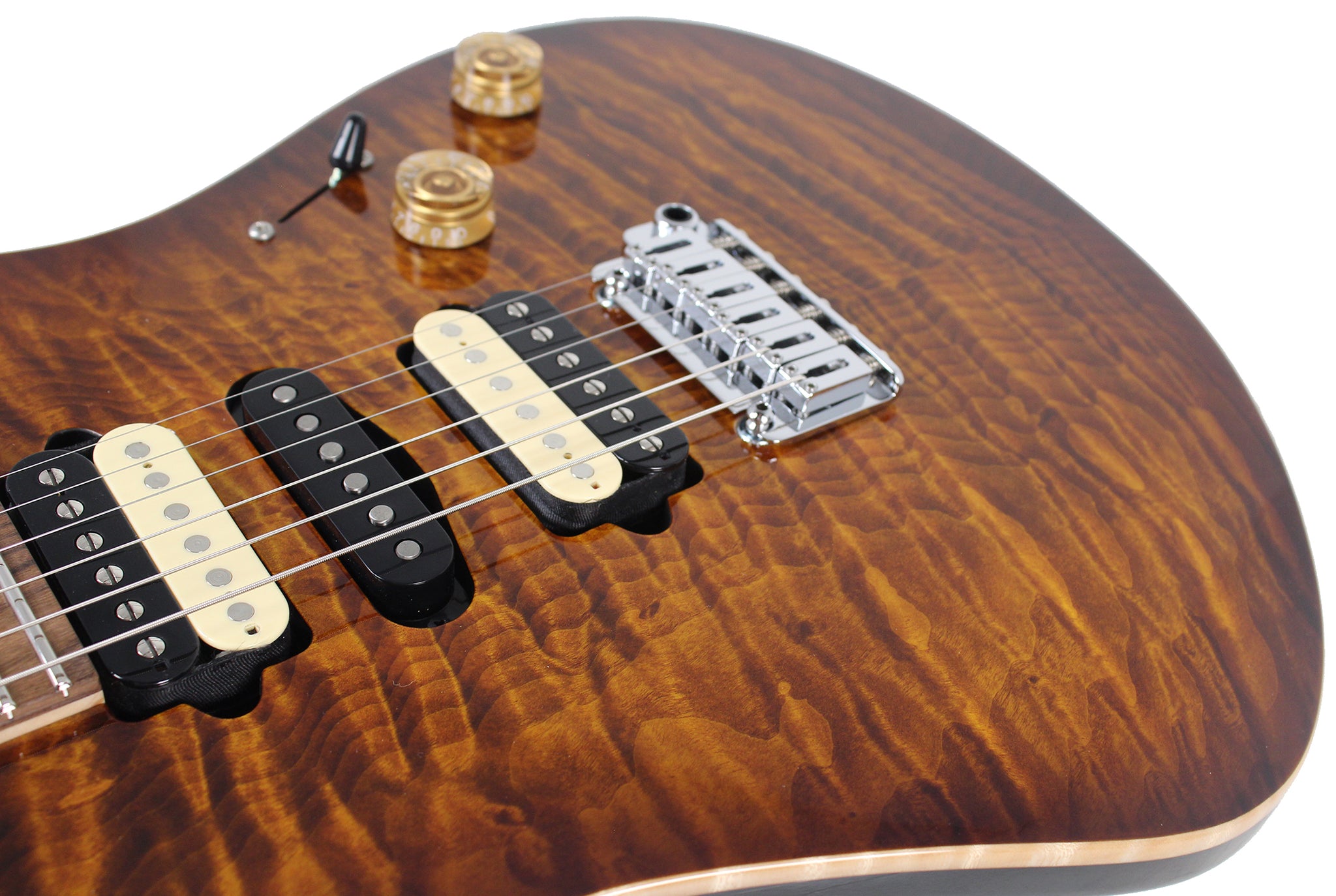 Suhr Modern Plus Curly Limited Guitar, Bengal Burst | Humbucker Music