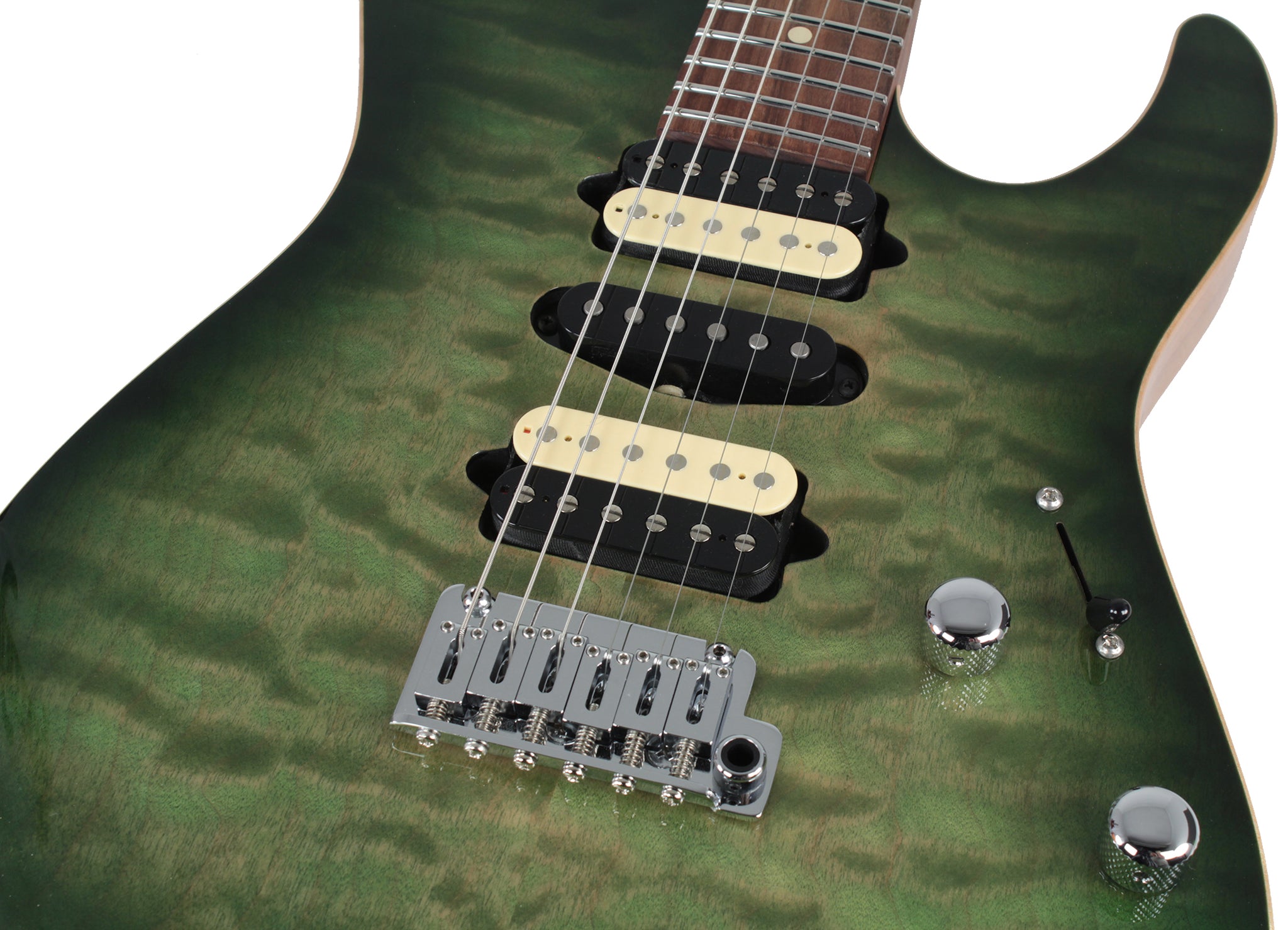 Suhr Modern Select Guitar, Quilted Maple, Trans Green Burst | Humbucker ...