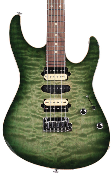 Suhr Modern Select Guitar, Quilted Maple, Trans Green Burst | Humbucker ...