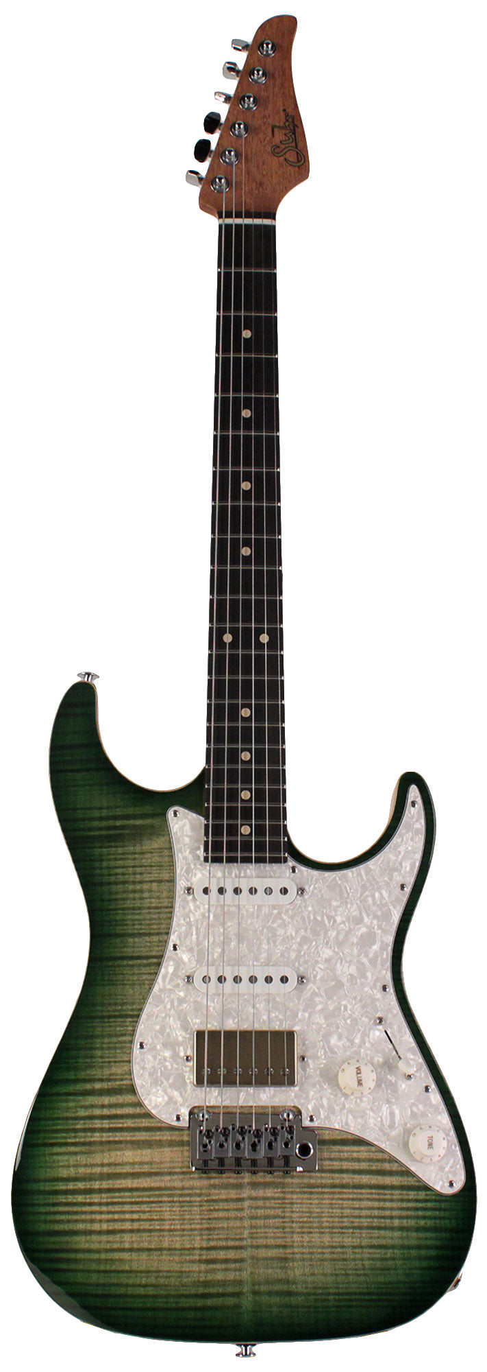 Suhr Select Standard Plus Mahogany Guitar, Faded Trans Green Burst ...
